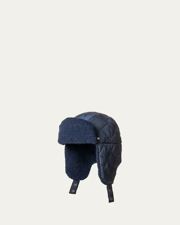 Inverni Quilted Nylon And Llama Fur Trapper Hat - Navy