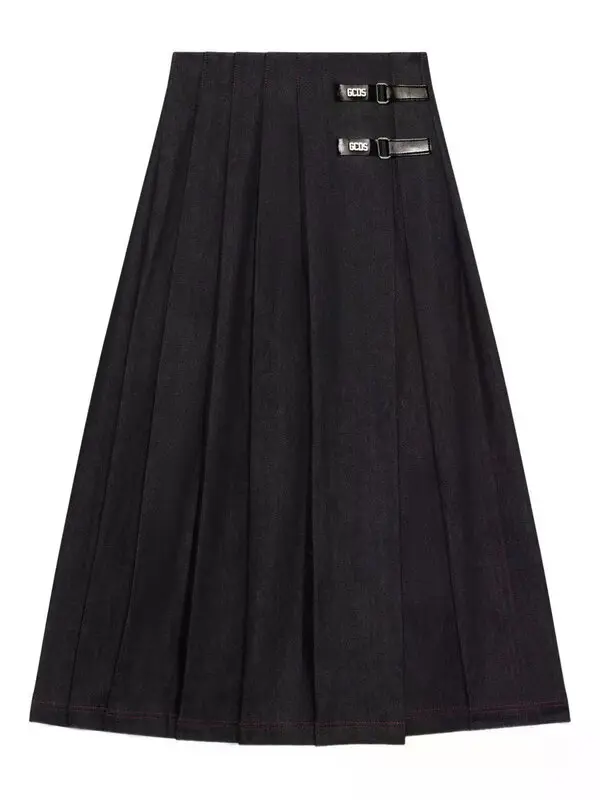Gcds Buckle Pleated Midi Skirt