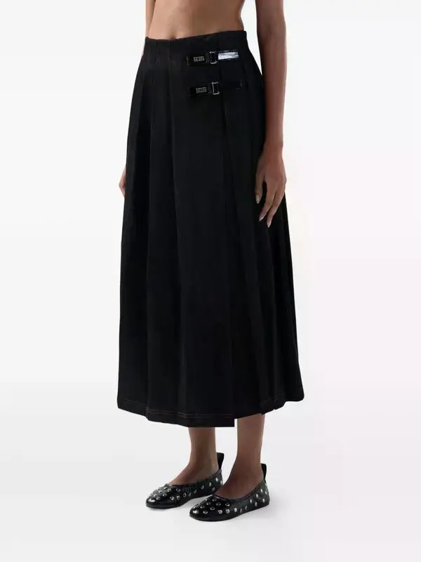 Gcds Buckle Pleated Midi Skirt