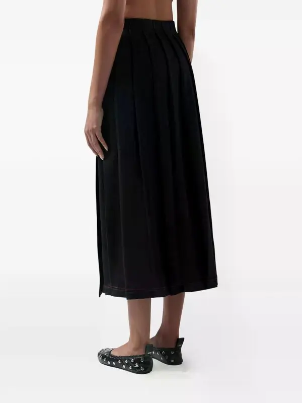 Gcds Buckle Pleated Midi Skirt