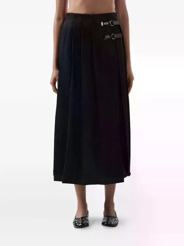 Gcds Buckle Pleated Midi Skirt