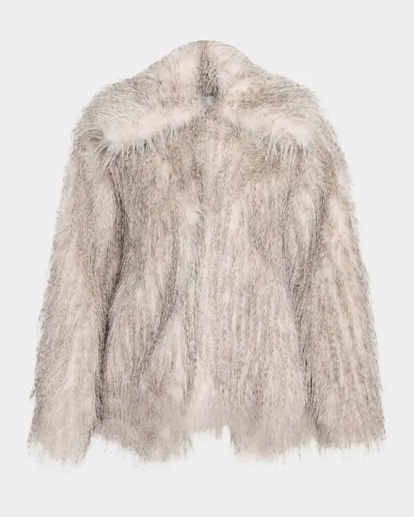 AKNVAS Dagmar Faux Fur Top Coat - White/gray