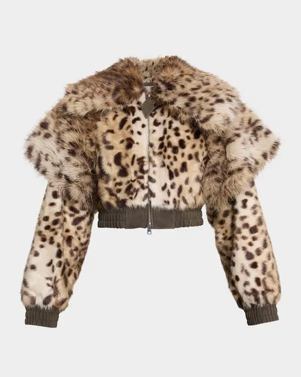 AKNVAS Valde Faux Fur Bomber Jacket - Tan/brown