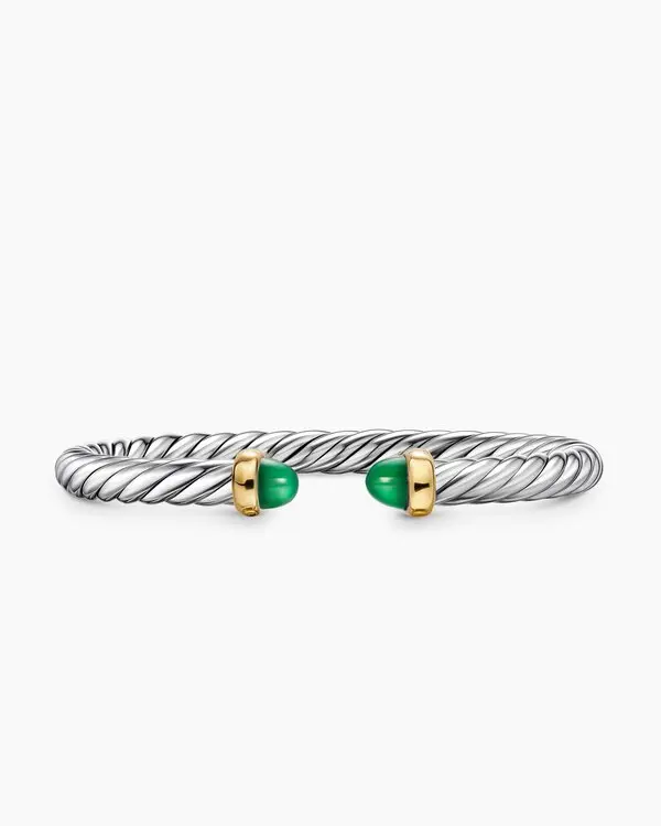 David Yurman Cable Flex Bracelet With Pearls - Green Onyx