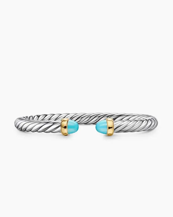 David Yurman Cable Flex Bracelet With Pearls - Reconstituted Turquoise