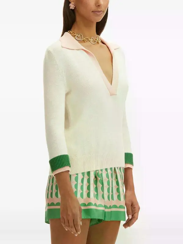 Oscar De La Renta V-neck Color-block Sweater