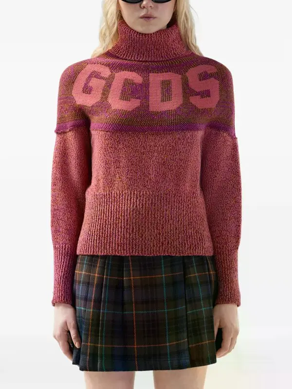 Gcds Turtleneck Knit Jumper - Red