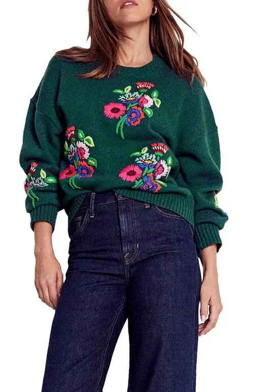 Boden Embroidered Crewneck Sweater