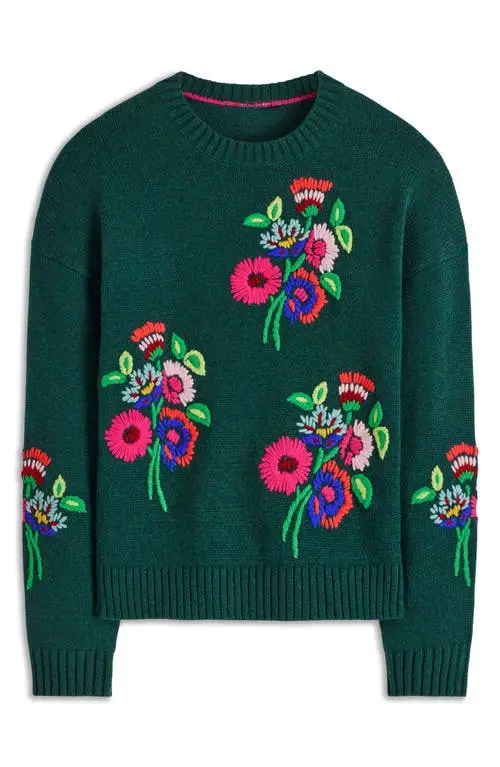 Boden Embroidered Crewneck Sweater