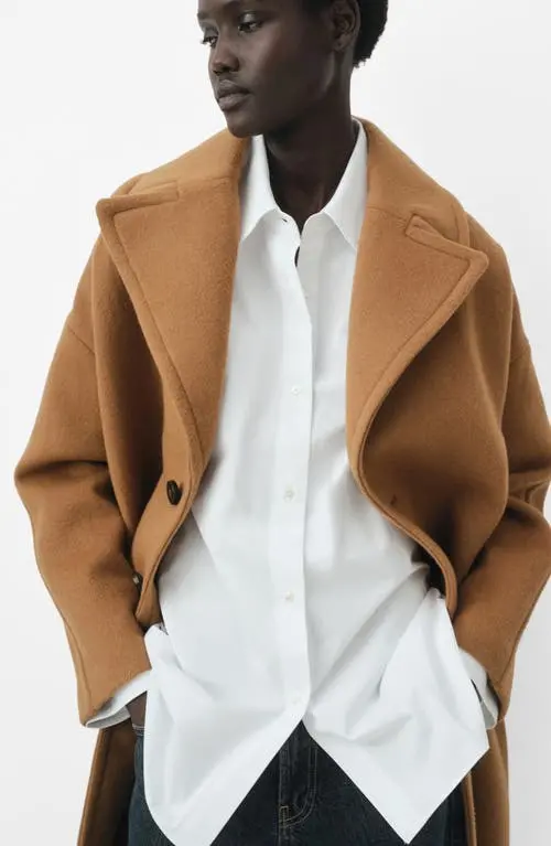 Mango Selection Notched Lapel Virgin Wool Blend Coat