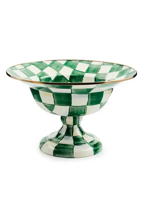MACKENZIE-CHILDS Check Large Compote Bowl - Emerald