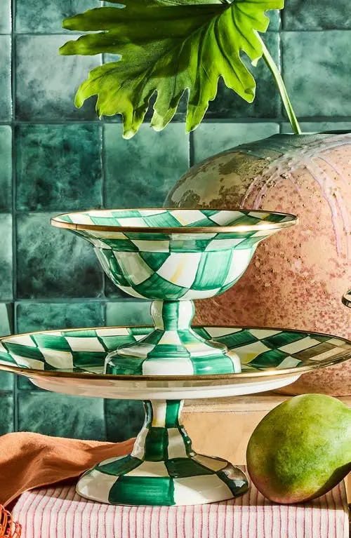 MACKENZIE-CHILDS Check Large Compote Bowl