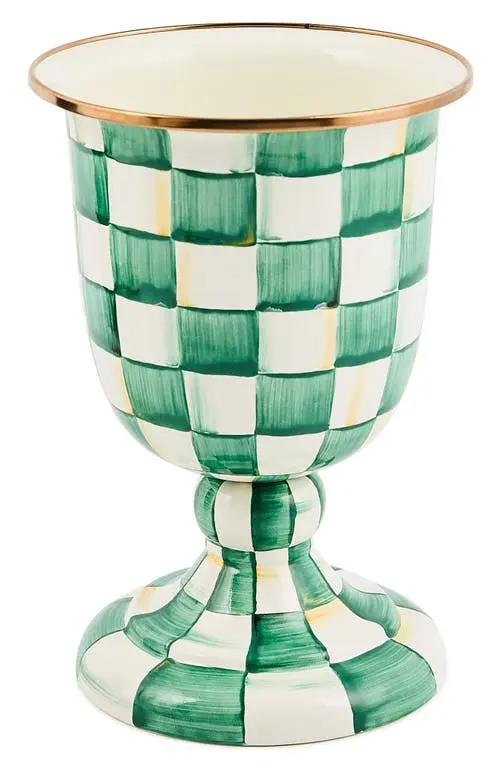 MACKENZIE-CHILDS Check Pedestal Vase - Emerald