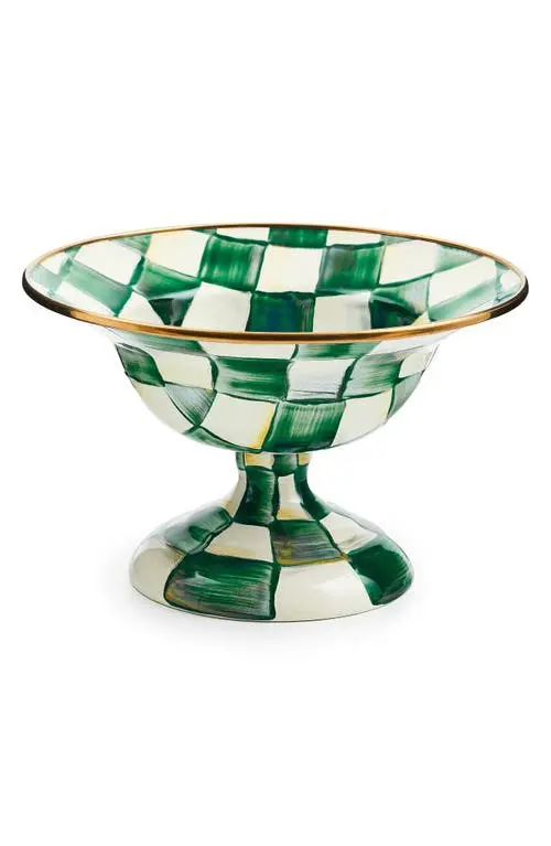 MACKENZIE-CHILDS Check Small Compote Bowl - Emerald