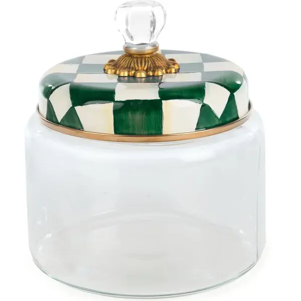 MACKENZIE-CHILDS Check Medium Kitchen Canister - Emerald