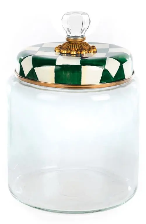 MACKENZIE-CHILDS Check Large Kitchen Canister - Emerald