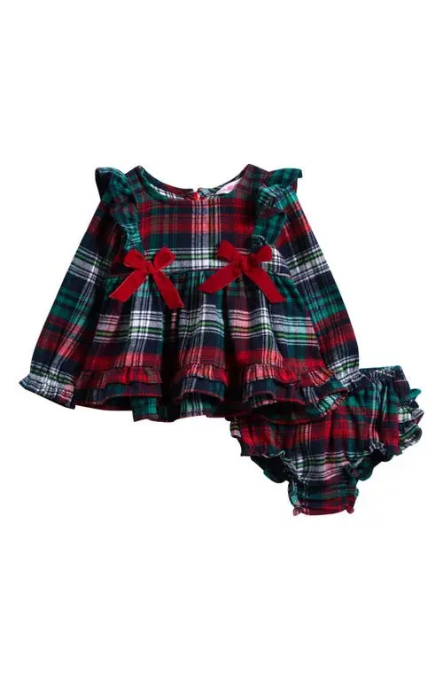 RUFFLEBUTTS Plaid Dress & Bloomers Set - Navy