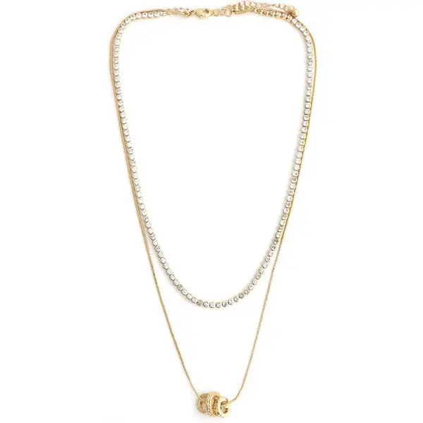 PANACEA Tennis & Barrel Pendant Layered Necklace - Gold