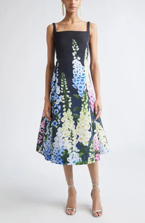 Oscar De La Renta Foxglove Dégradé Faille Fit & Flare Dress