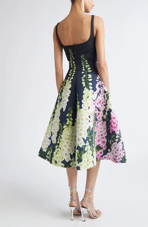 Oscar De La Renta Foxglove Dégradé Faille Fit & Flare Dress