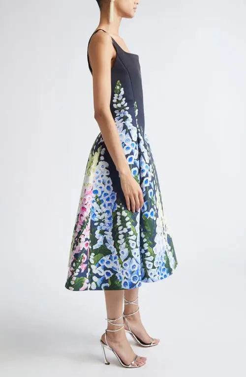 Oscar De La Renta Foxglove Dégradé Faille Fit & Flare Dress
