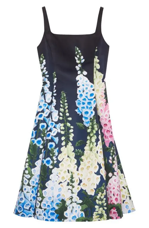 Oscar De La Renta Foxglove Dégradé Faille Fit & Flare Dress