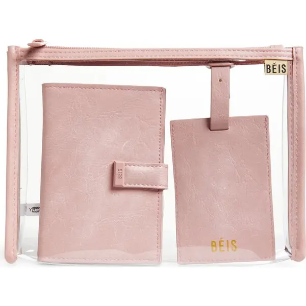 BEIS Passport Holder And Luggage Tag Set - Atlas Pink