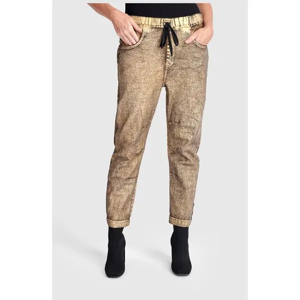 Alembika Metallic Boyfriend Jogger Jeans - Gold