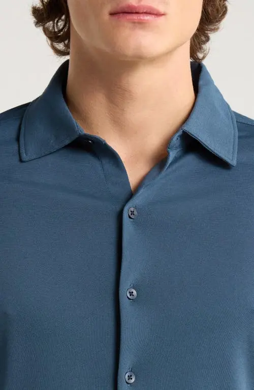 Robert Barakett Northpark Knit Button-up Shirt - Orion Blue