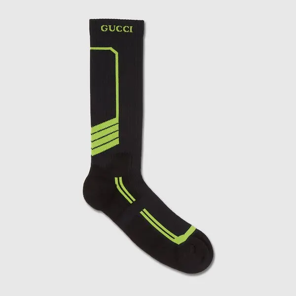 Gucci Cotton Socks With Logo - Black