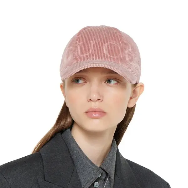 Gucci Corduroy Baseball Cap - Pink