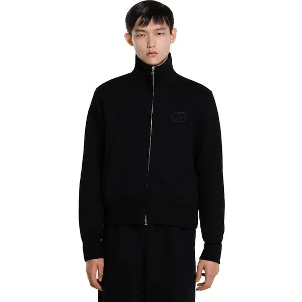 Gucci Brushed Cotton Jersey Zip Sweatshirt