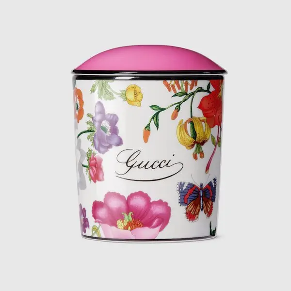 Gucci Flora Print Candle, Fresia Scent - White
