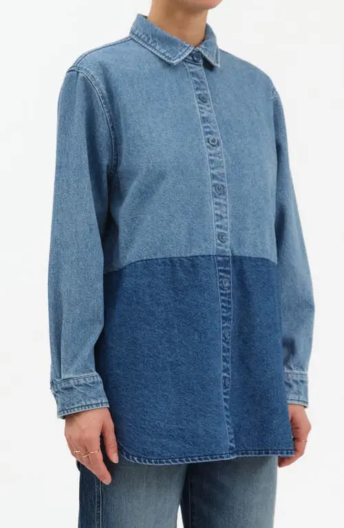 DAZE Double Time Colorblock Denim Shirt