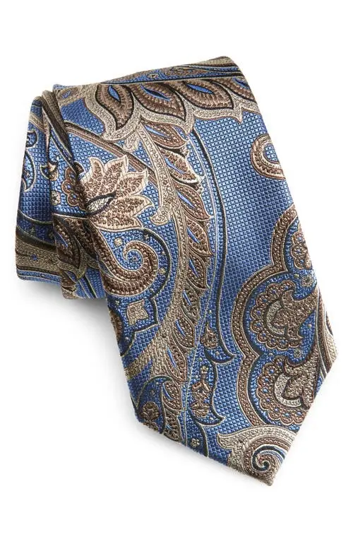 Nordstrom Paisley Silk Neck Tie - Light Blue