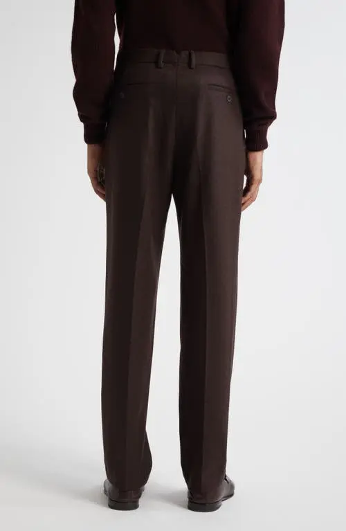 Sunspel Pleated Boiled Wool Trousers - Truffle