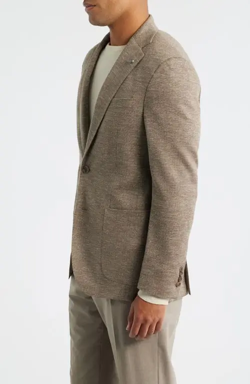 JACK VICTOR Hartford Knit Wool & Silk Blend Mélange Sport Coat - Tan