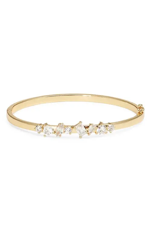 Nordstrom Cubic Zirconia Cluster Hinge Bangle - Clear- Gold