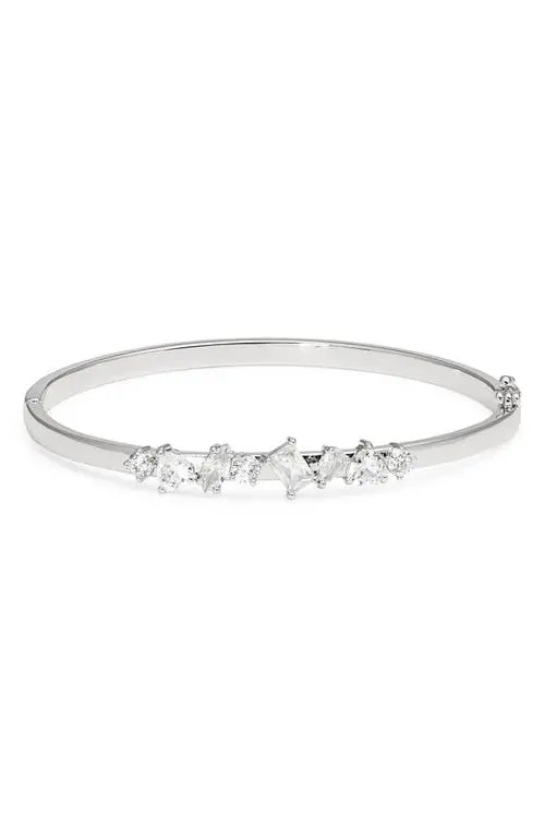 Nordstrom Cubic Zirconia Cluster Hinge Bangle - Clear- Silver
