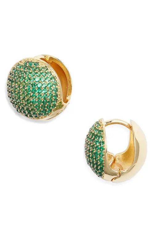 Nordstrom Pavé Orb Huggie Earrings - Emerald- Gold