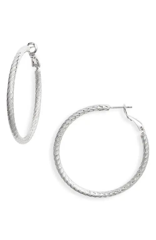 Nordstrom Faceted Hoop Earrings - Silver