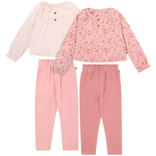 MODERN MOMENTS™ BY GERBER Henley Top And Paperbag Pants Set - Rose