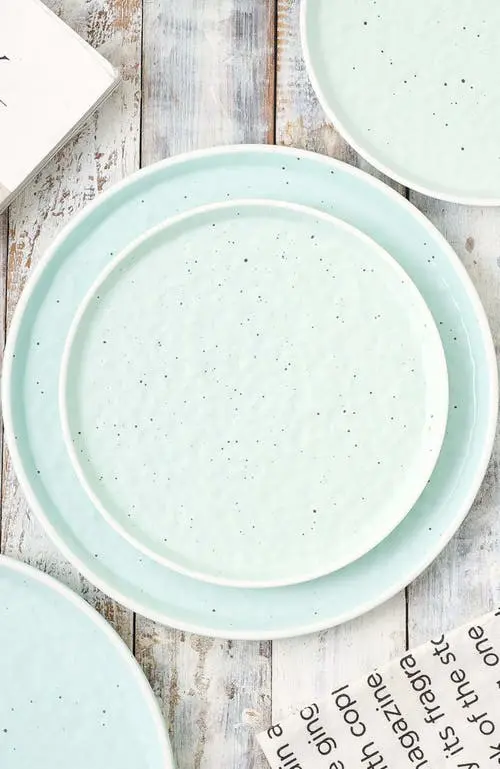 STONE + LAIN Elena Stoneware 4-piece Salad Plate Set - Mint