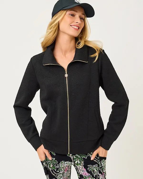 Lilly Pulitzer® Eleni Zip-up Jacket - Noir Butterfly Quilted Knit