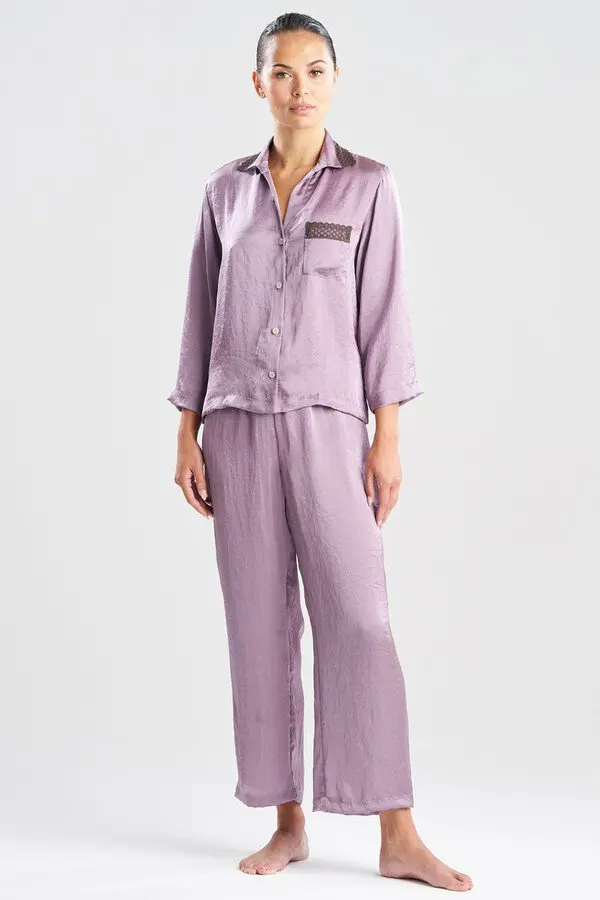 Natori Ashley Icon Notch Lace Pj - Gray
