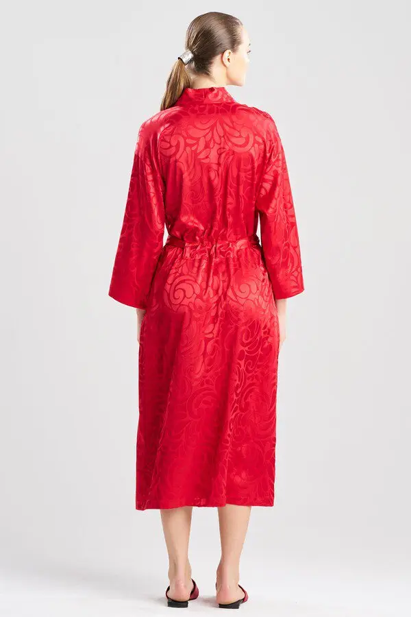 Natori Scroll Satin Jacquard Robe - Red
