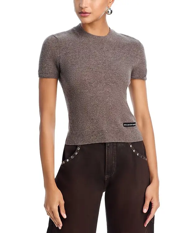 Alexander Wang Short Sleeve Wool Crewneck Tee - Brown