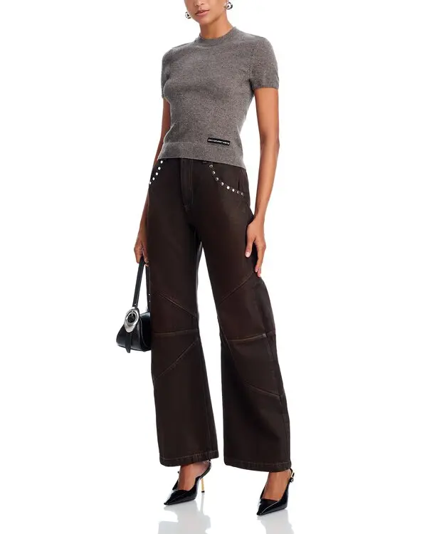 Alexander Wang Short Sleeve Wool Crewneck Tee - Brown