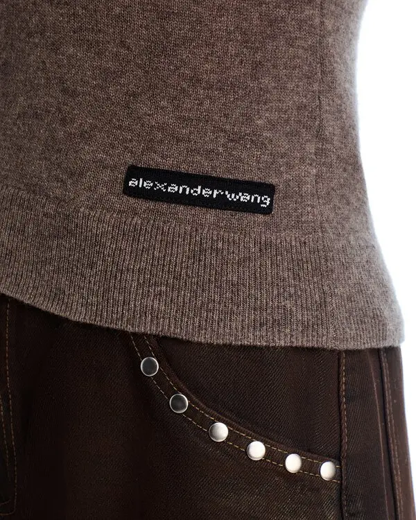 Alexander Wang Short Sleeve Wool Crewneck Tee - Brown