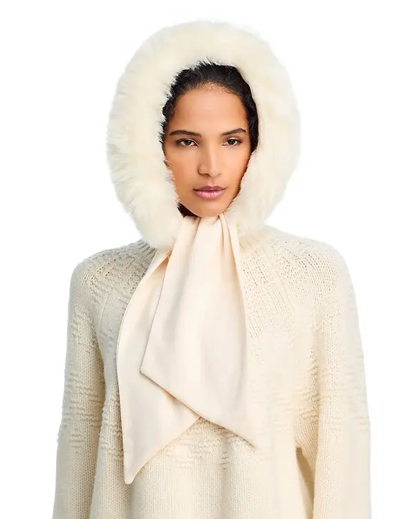 KYI KYI Wool & Faux Fur Hood - Ivory